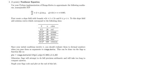 Solved Nonlinear Equation Use Your Python Implementation Of