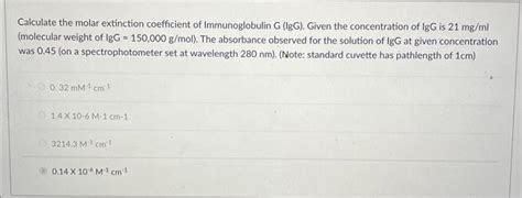 Solved Calculate The Molar Extinction Coefficient Of