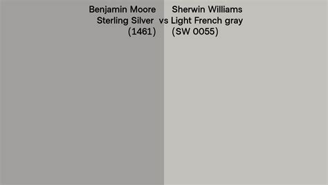 Benjamin Moore Sterling Silver 1461 Vs Sherwin Williams Light French Gray SW 0055 Side By