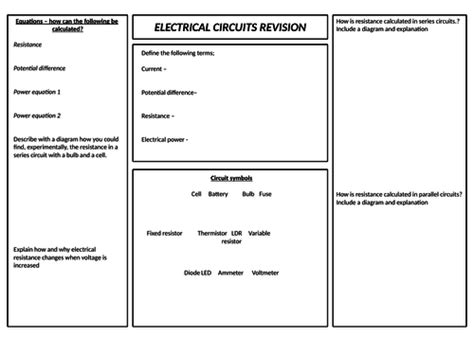 Btec L3 Applied Science Unit 3 Science Investigation Skills Topic H Electricity Revision