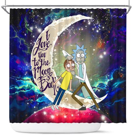 Rick And Morty Love You To The Moon Galaxy Shower Curtain Nearkii