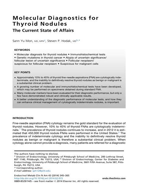 Molecular Testing Of Thyroid Nodules Pdf Micro Rna Neoplasms