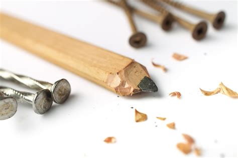 Premium Photo Carpenters Pencil With Sharpening Shavings Framing
