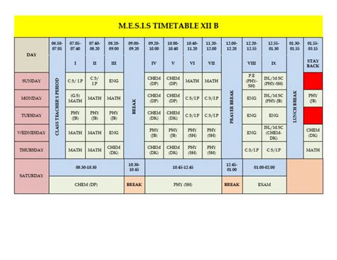Mesis Integrated Timetable Xii B Pdf