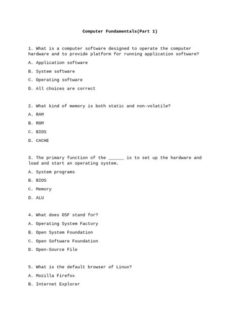 Computer Fundamentals Part 1 Pdf Computer Data Storage Operating