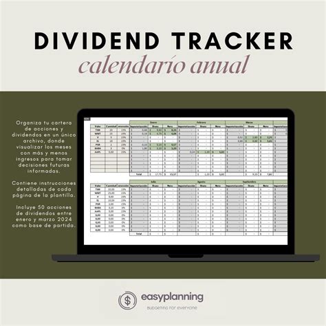Dividend Tracker Excel Template For Tracking Dividend Paying Stocks With An Annual Outlook