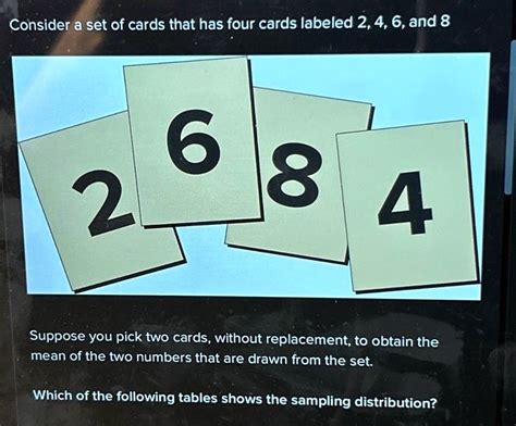 Consider A Set Of Cards That Has Four Cards Labeled 2 4 6 And 8