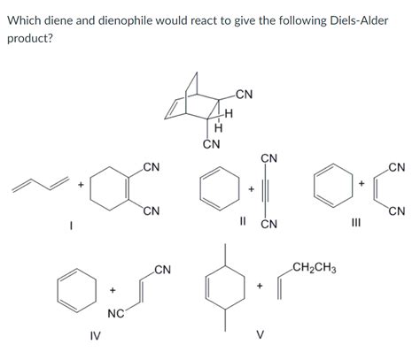 Solved Which Diene And Dienophile Would React To Give The