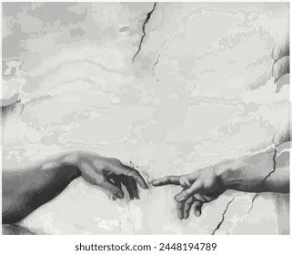 Hand Handthe Creation Adamgod Hand Vector Stock Vector Royalty Free