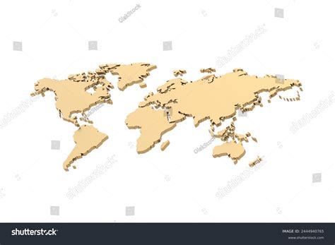 Golden World Map Isolated On White Stock Illustration 2444940765