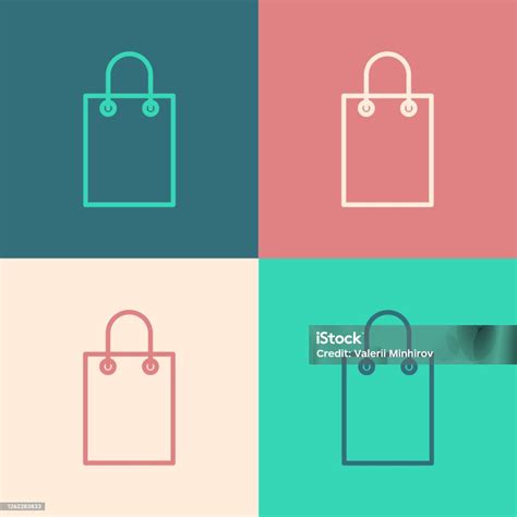 컬러 배경에 고립 된 팝 아트 라인 종이 쇼핑 백 아이콘 패키지 기호입니다 벡터 일러스트레이션 가방에 대한 스톡 벡터 아트 및 기타 이미지 Istock