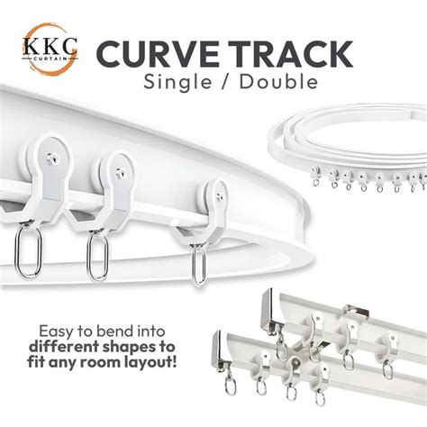 Kkc Curtain Heavy Duty Curve Curtain Track Batang Railing Aluminium Langsir Bendable Single