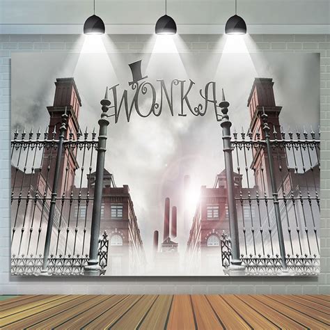 Red Building Chocolate River Factory Party Backdrop Lofaris