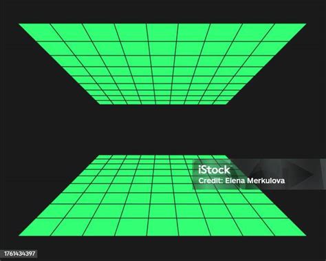 사이버펑크 관점 터널 사이버 기하학 Y2k 요소 검은 배경에 고립 된 스타일입니다 벡터 유행 일러스트 레이 션입니다 바둑판에