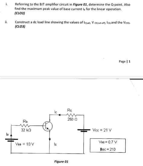 Solved I ﻿referring To The Bjt Amplifier Circuit In Figure
