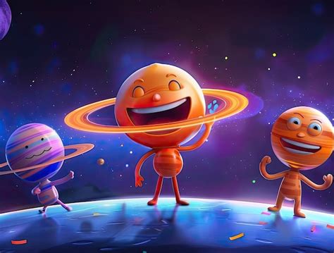 Vue Des Planètes De Dessins Animés Image Générée à Base Dia
