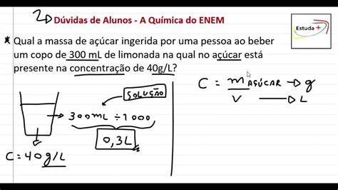 Calculando a massa de um soluto pela concentração comum YouTube