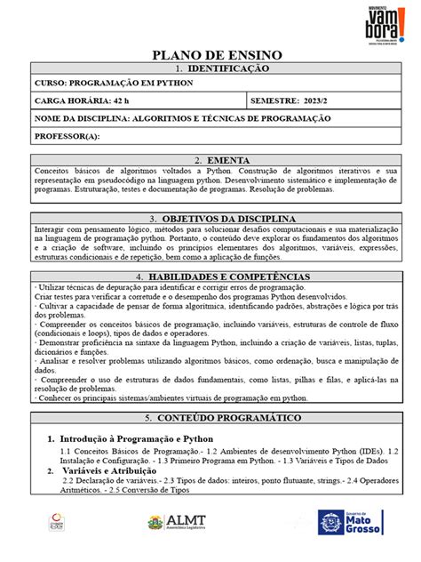 Ementa Do Curso De Python Cyber Edux Pdf