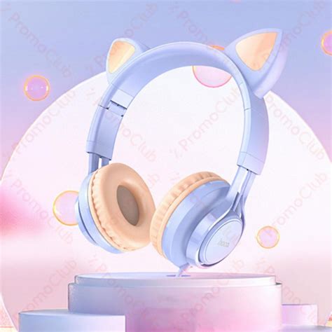 Сладурски слушалки котенце 😻 Hoco W36 Lavender Promoclub Bg