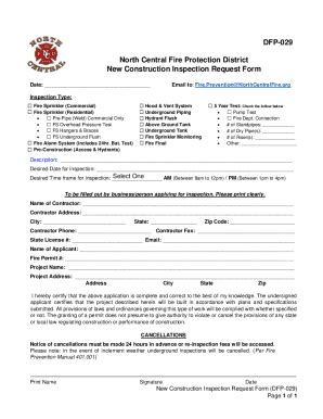 Fillable Online DFP 029 New Construction Inspection Request Form DFP