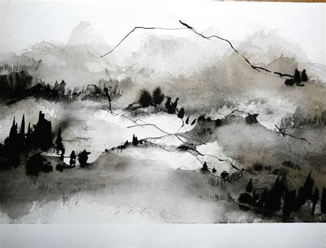 Philippe Giacobino En Paysage Encre De Chine Paysages Abstraits Peintures Asiatiques