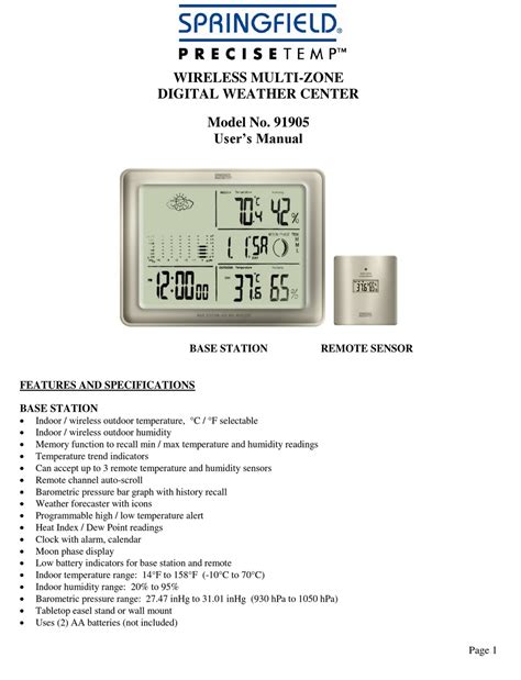 Springfield Precisetemp 91905 User Manual Pdf Download Manualslib