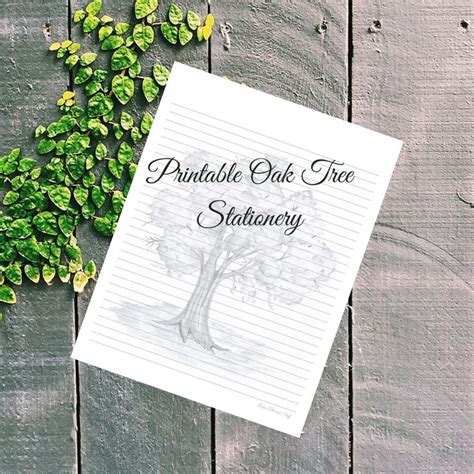 Printable Digital Oak Tree Lined Stationery Printable Oak Tree Lined Writing Paper Etsy