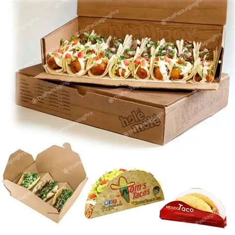 Custom Restaurant Togo Takeout Cardboard Food Boxes Tiny Tacos