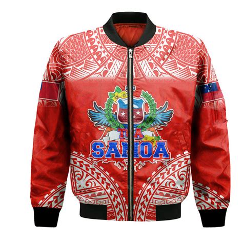 Toa Samoa Polynesian Rugby Bomber Jacket Samoan Flag Red Color Lt9