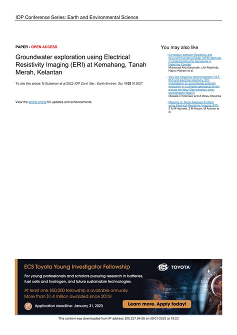 Pdf Groundwater Exploration Using Electrical Resistivity Imaging Eri At Kemahang Tanah