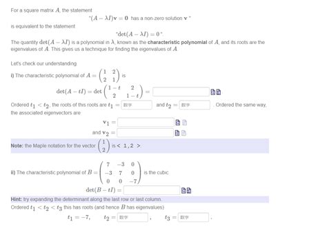 Solved For a square matrix A the statement AλI v 0 has Chegg com
