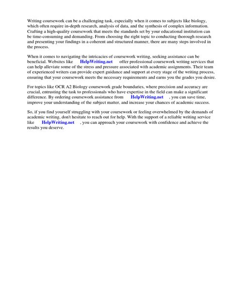 Ocr A2 Biology Coursework Grade Boundaries Pdf