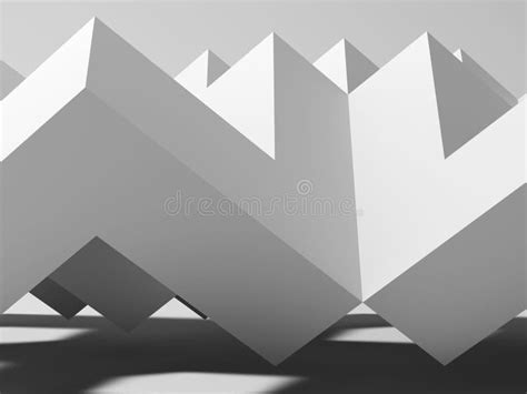 Abstract White Background With Low Poly Geometric Installation 3d Stock Illustration