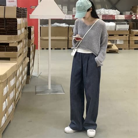 유어아운스퀘어 편한바지👖 테니 밴딩 생지 롱 핀턱 와이드 데님 팬츠 Pt 청바지 개강룩 봄 여름