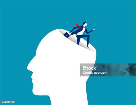 새로운 묵상과 창의성에 대 한 단계입니다 컨셉 비즈니스 벡터 일러스트 레이 션 문자를 평면 만화 스타일의 디자인 머리에 대한 스톡 벡터 아트 및 기타 이미지 Istock