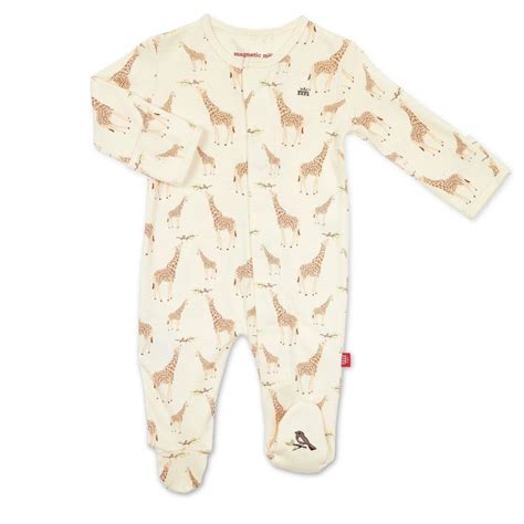Magnetic Footie Footies Organic Cotton Giraffe