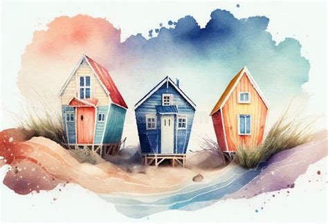 Beach Huts Drawing Stock Illustrations 169 Beach Huts Drawing Stock