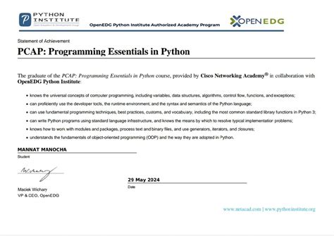 Mannat Manocha On Linkedin Python Cisco Certification