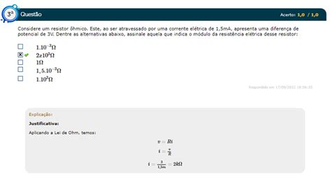Considere Um Resistor ôhmico Este Ao Ser Atravessado Por Uma Corrente
