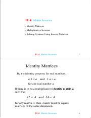 11 3 Inverse Matrices Pdf 11 4 Matrix Inverses Identity Matrices Multiplicative Inverses