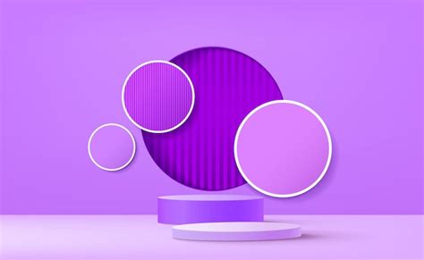 그림자의 현대 보라색 실린더 받침대 연단 수직선 텍스처 벡터 렌더링 3d 모양 제품 디스플레이 프리젠 테이션을 가진 추상