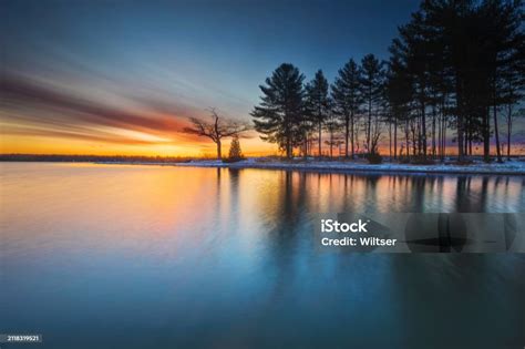 디트로이트 포인트 장노출 선라이즈 풍경에 대한 스톡 사진 및 기타 이미지 풍경 겨울 분홍 Istock