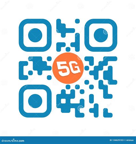 Smartphone Readable Blue Qr Code With 5g Icon Stock Vector