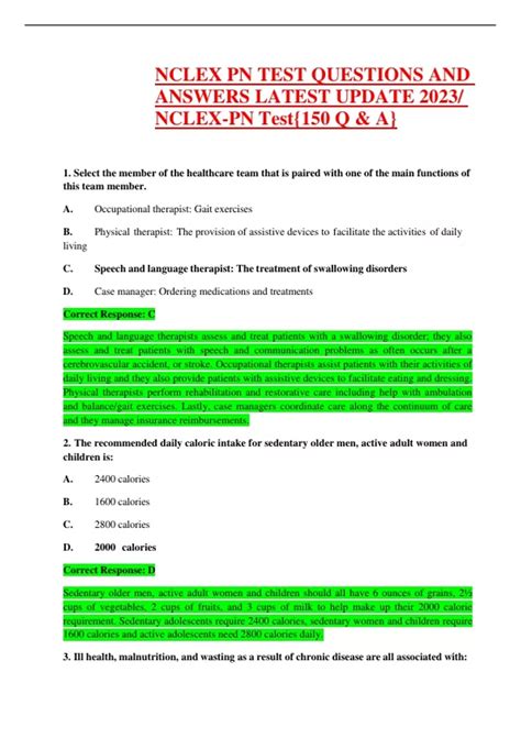 Bundle For Nclex Pn Actual Exam 2024 Questions With Answers 100 Nclex Pn Rationale Exam 2024