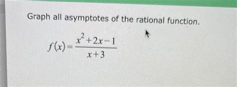 Solved Graph All Asymptotes Of The Rational Function Chegg Com