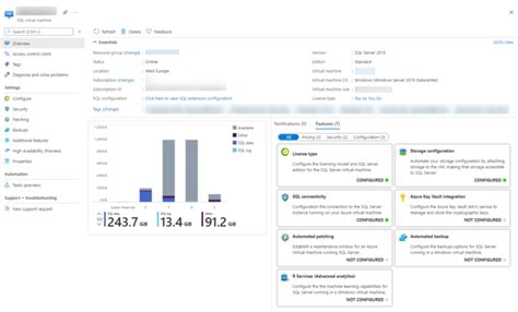 azure sql vm no possibility to configure the disk usage