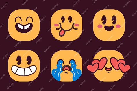Эмотики мультфильмов с различными эмоциями изолированными на белом