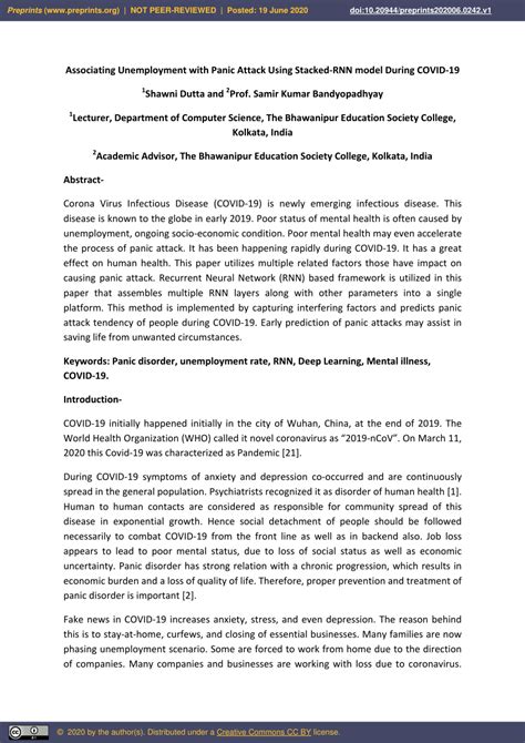 Pdf Associating Unemployment With Panic Attack Using Stacked Rnn