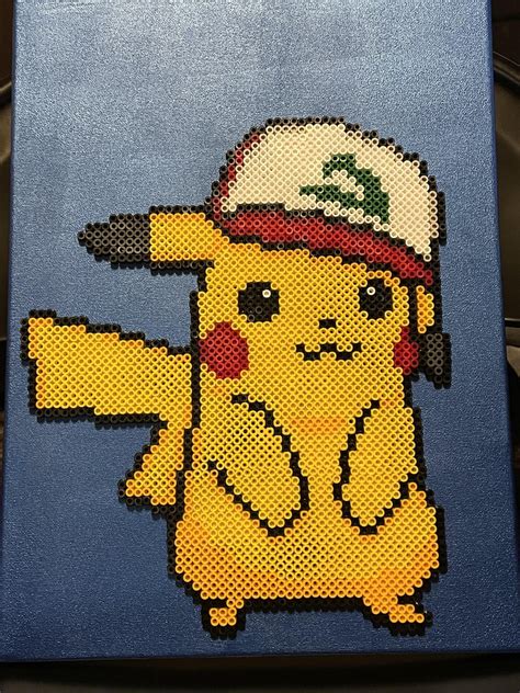 Pikachu With Ashs Hat I Made It To Celebrate 25 Years Of Pokemon Last Year Rbeadsprites