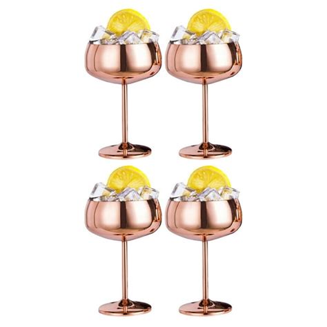 Copper Coupe Champagne Glasses Set Of 4 Stainless Steel Vintage Martini